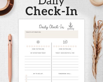 Daily Wellness Check in for Planner, Printable, PDF - Etsy