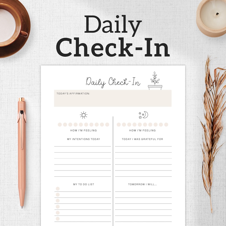 Daily Check in Journal Printable, PDF – DOWNLOAD - Etsy