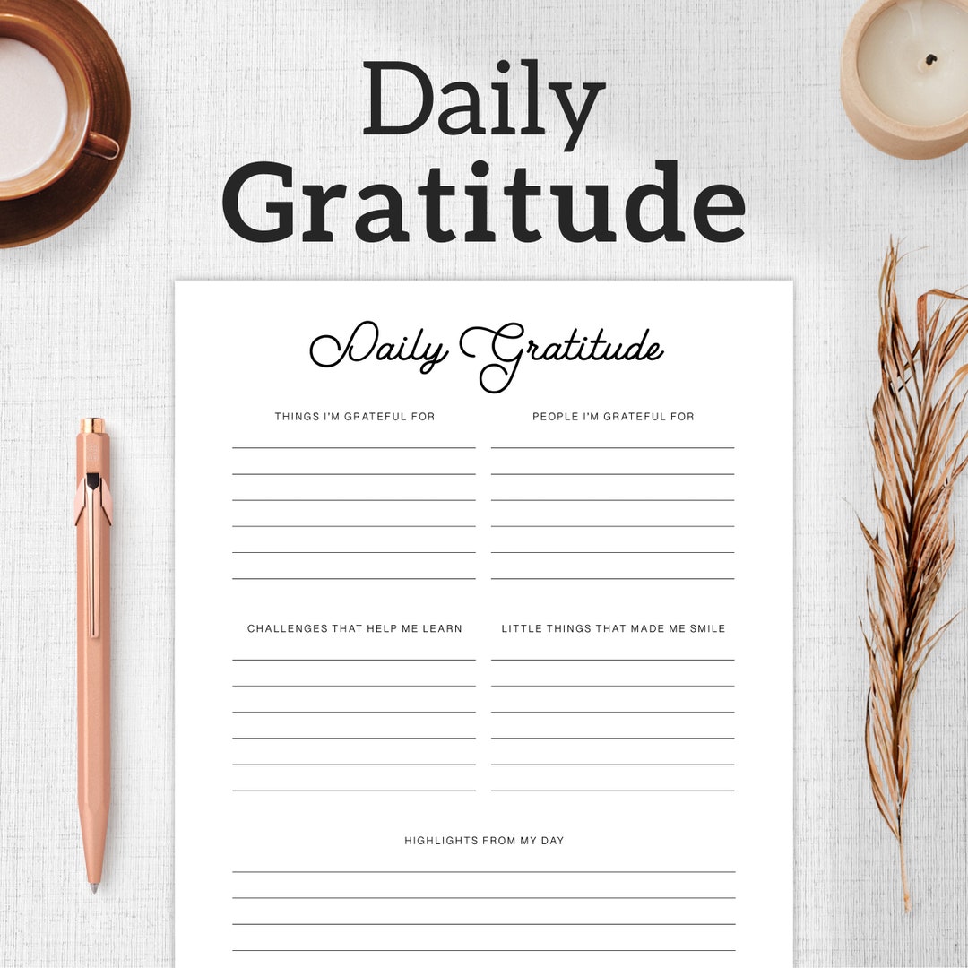 Daily Gratitude Journal Printable, PDF – DOWNLOAD - Etsy