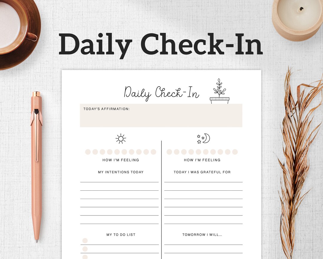 Daily Check in Journal Printable PDF DOWNLOAD - Etsy