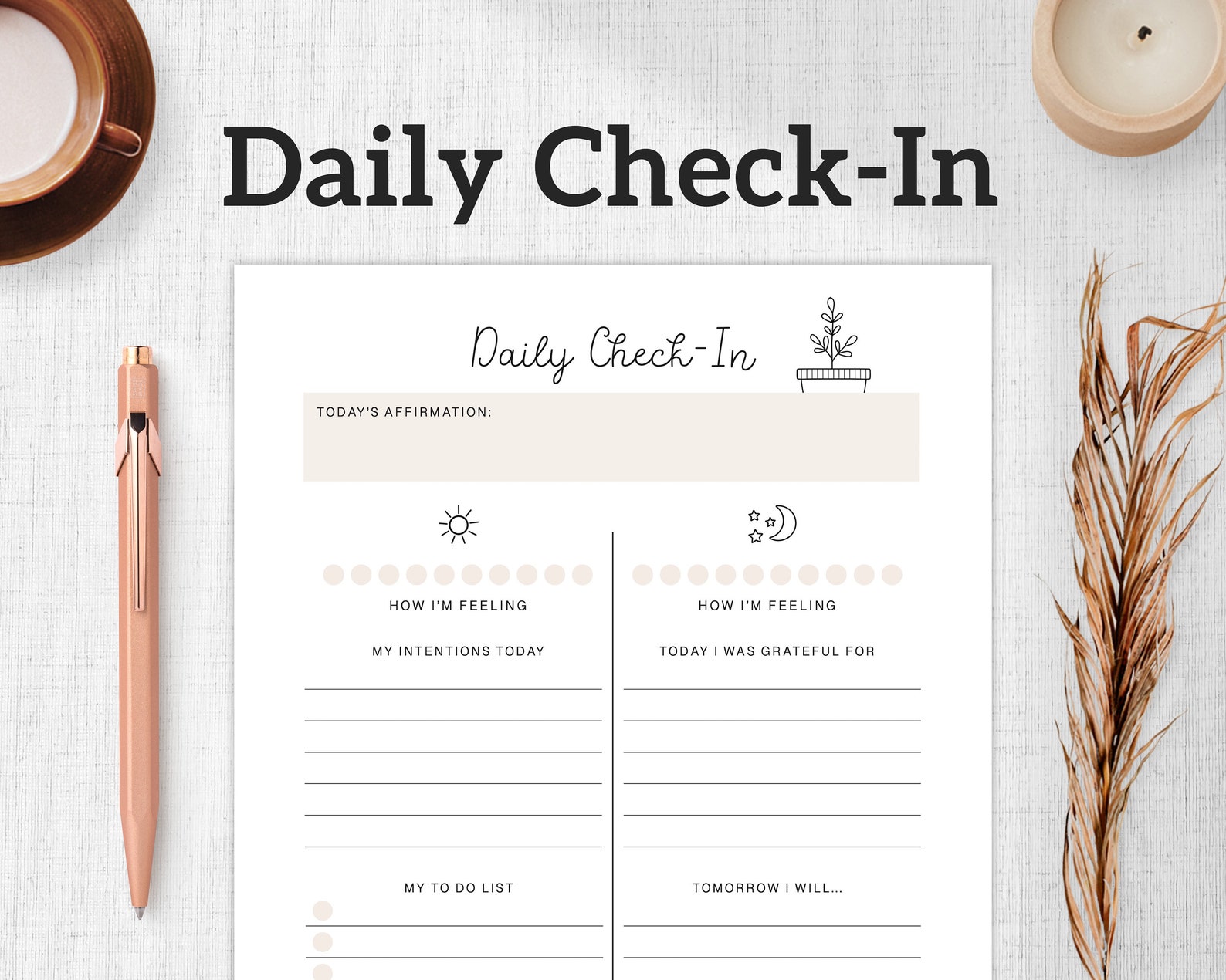 Daily Check in Journal Printable PDF DOWNLOAD | Etsy