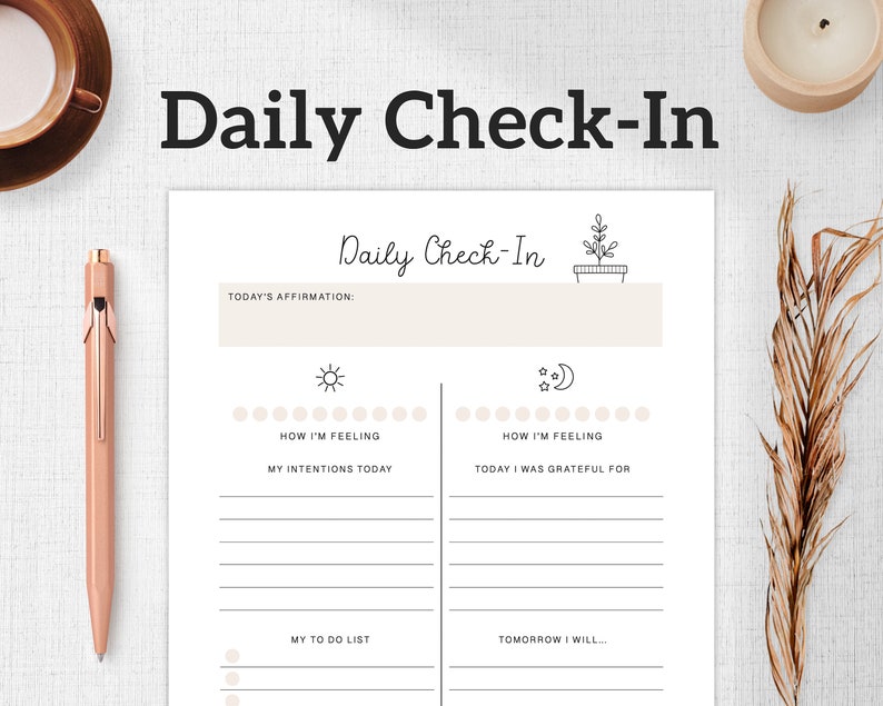 Daily Check in Journal Printable PDF DOWNLOAD - Etsy