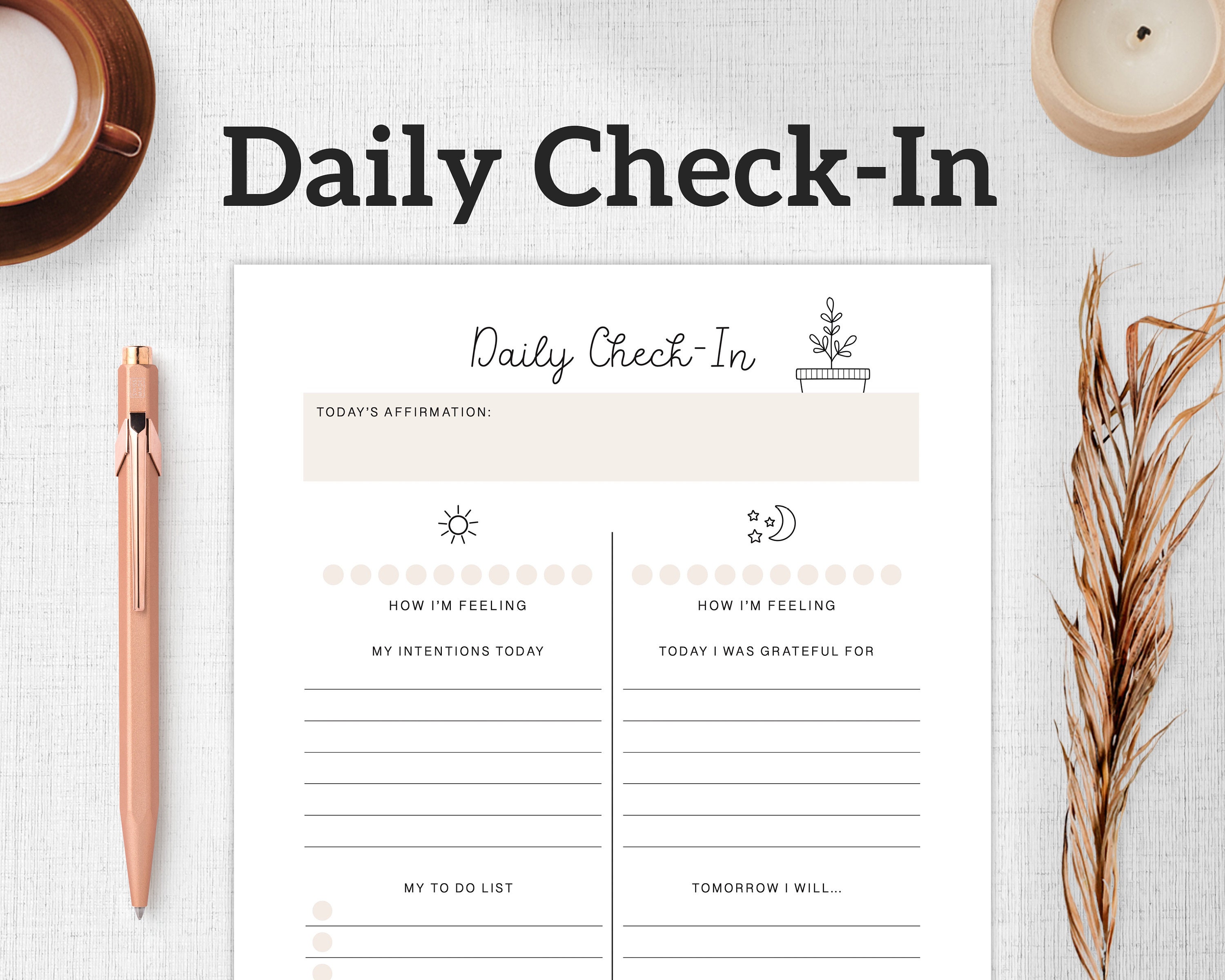Daily Check in Journal Printable PDF DOWNLOAD - Etsy
