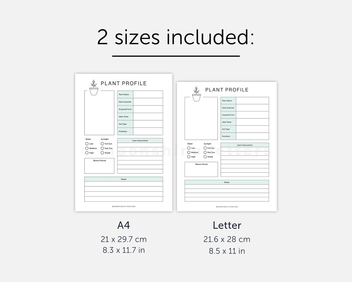 Plant Profile Card Template With Plant Care Instructions - Etsy