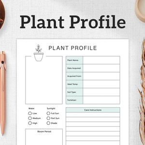Plant Profile Card Template With Plant Care Instructions - Etsy