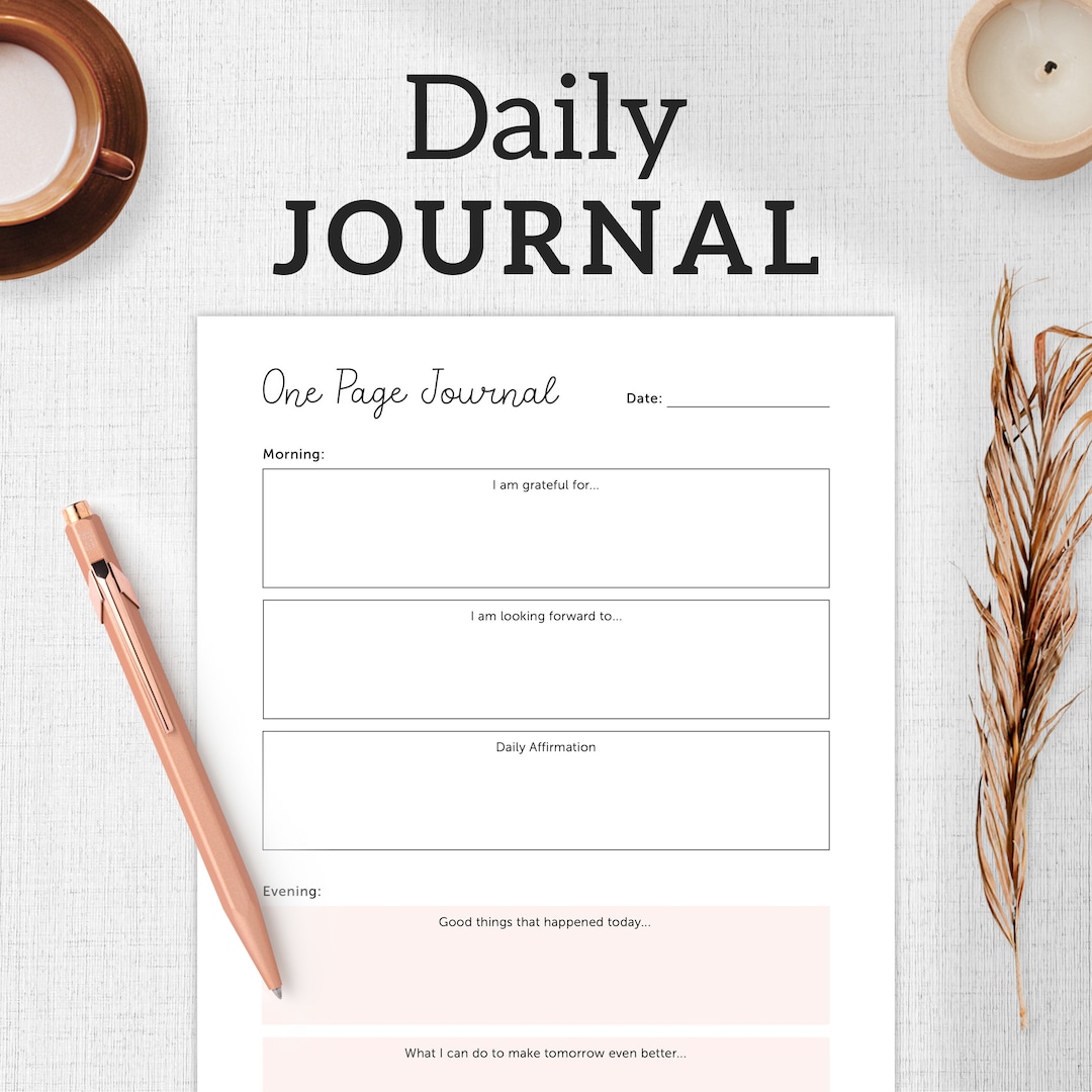 Daily Journal Page Printable, Affirmation & Daily Reflection, PDF ...