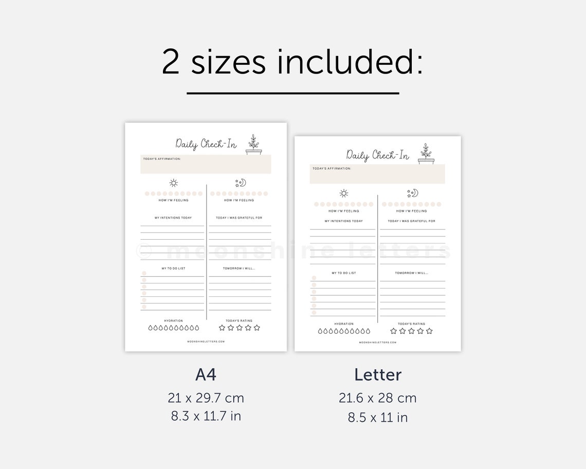 Daily Check in Journal Printable PDF DOWNLOAD - Etsy