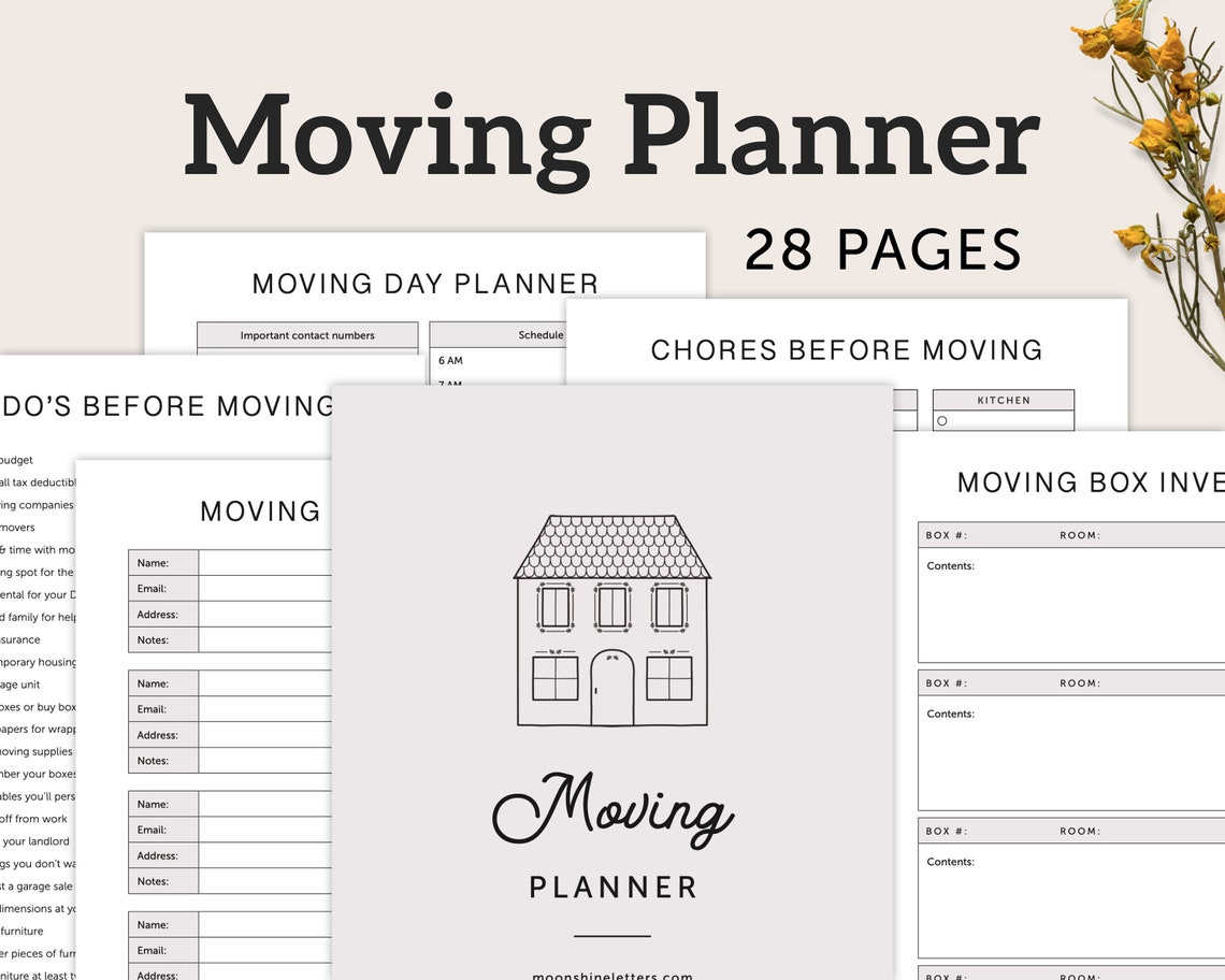 Home Moving Planner Printable House Moving Checklist - Etsy