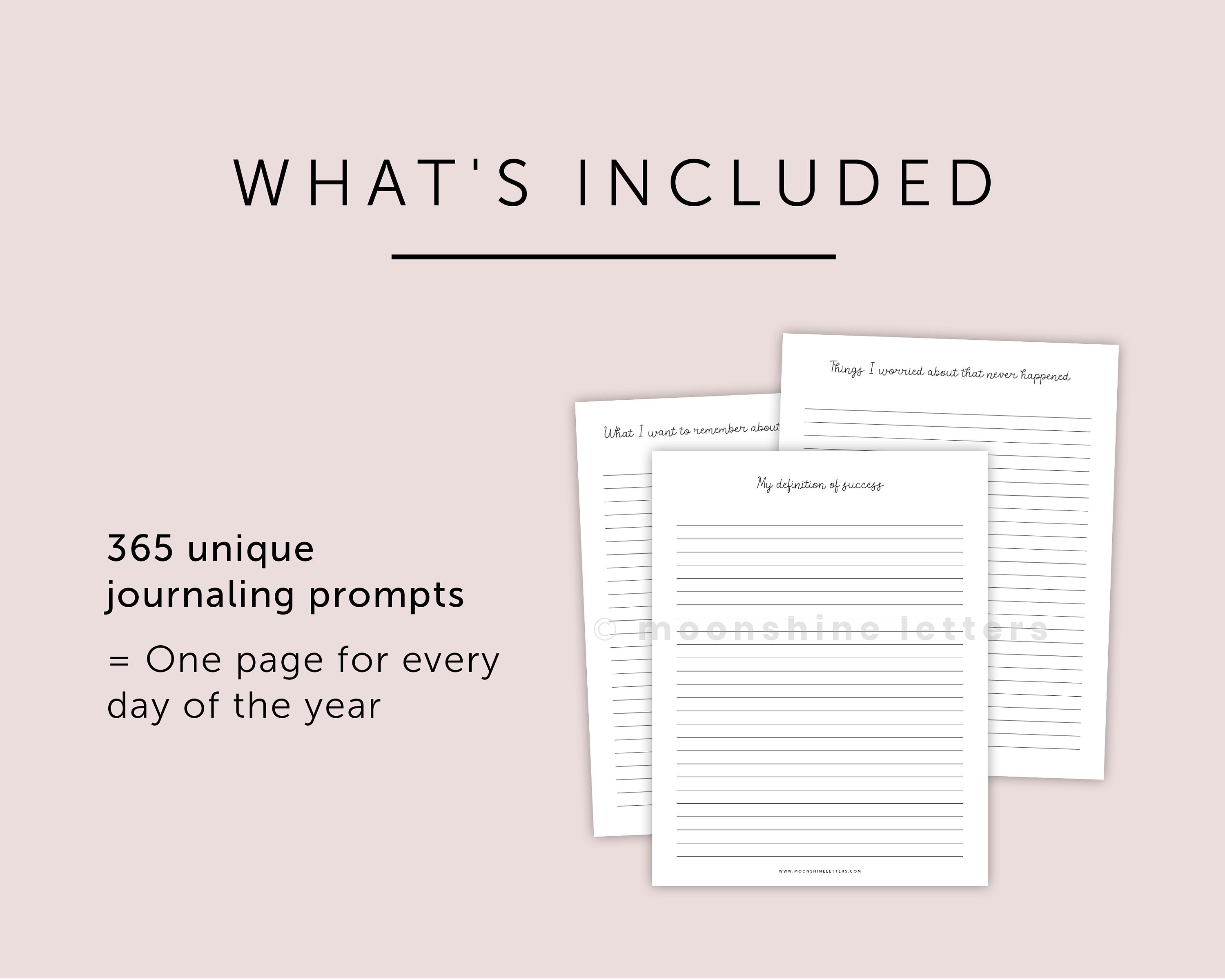 Daily Journal Printable, 365 Journaling Prompts for a One Year Journal ...