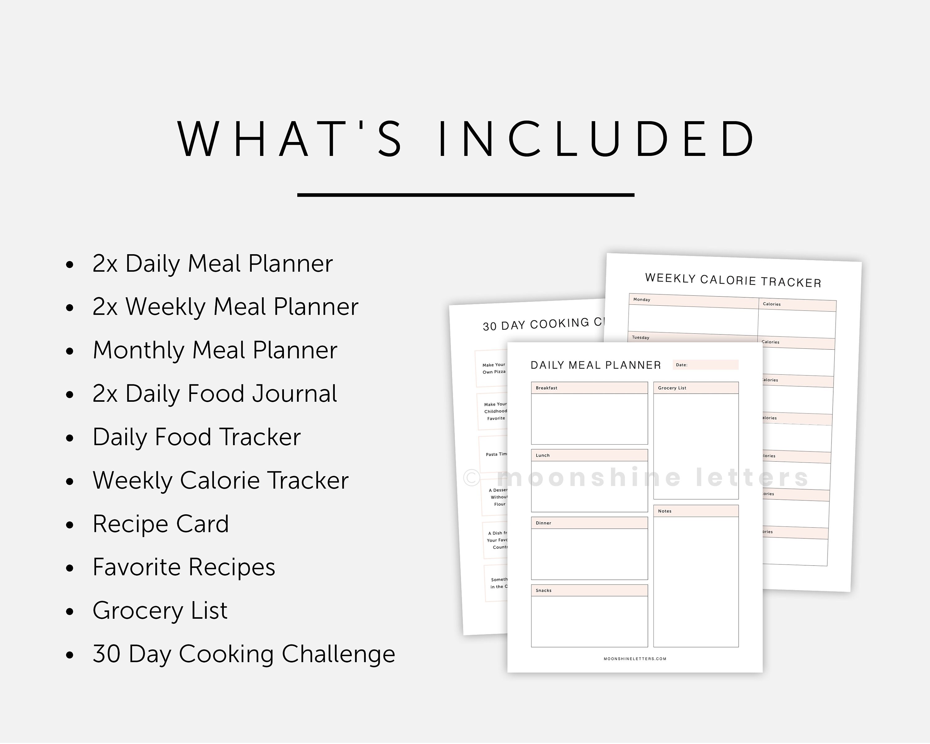 Meal Planner and Food Journal Printable Kit PDF DOWNLOAD - Etsy