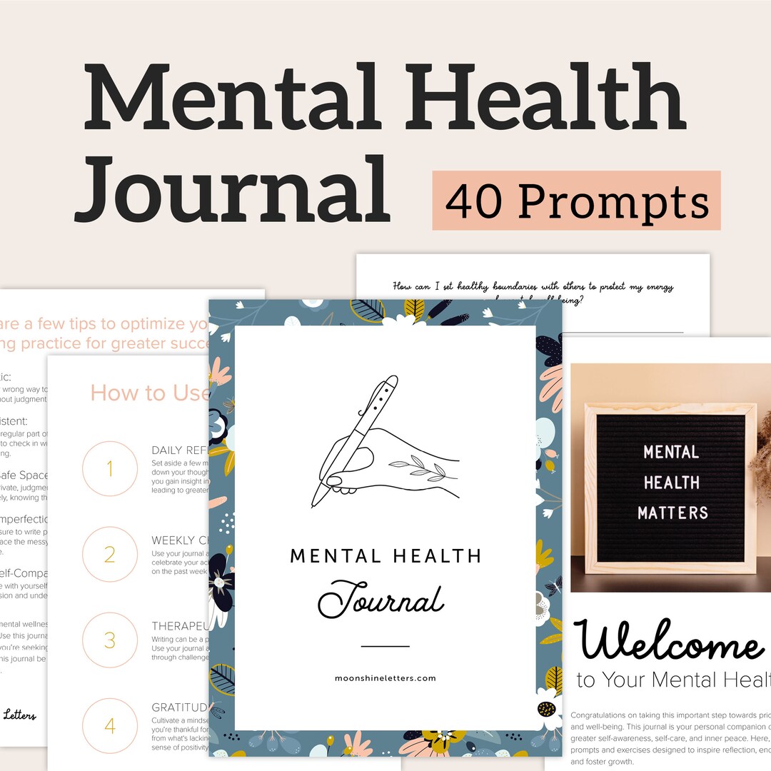 Mental Health Journal, 40 Journaling Prompts, PDF – DOWNLOAD - Etsy