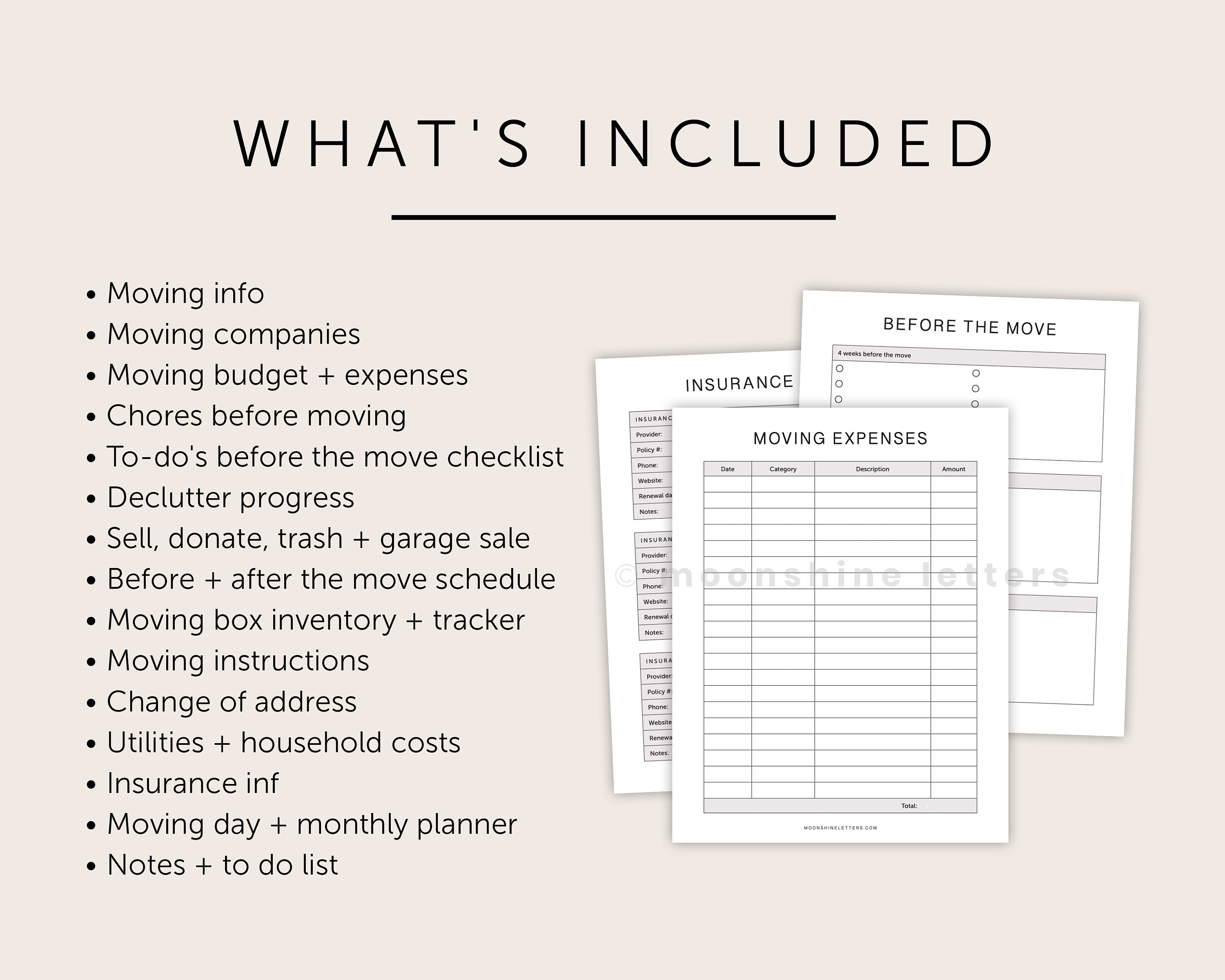 Home Moving Planner Printable, House Moving Checklist, Relocation ...