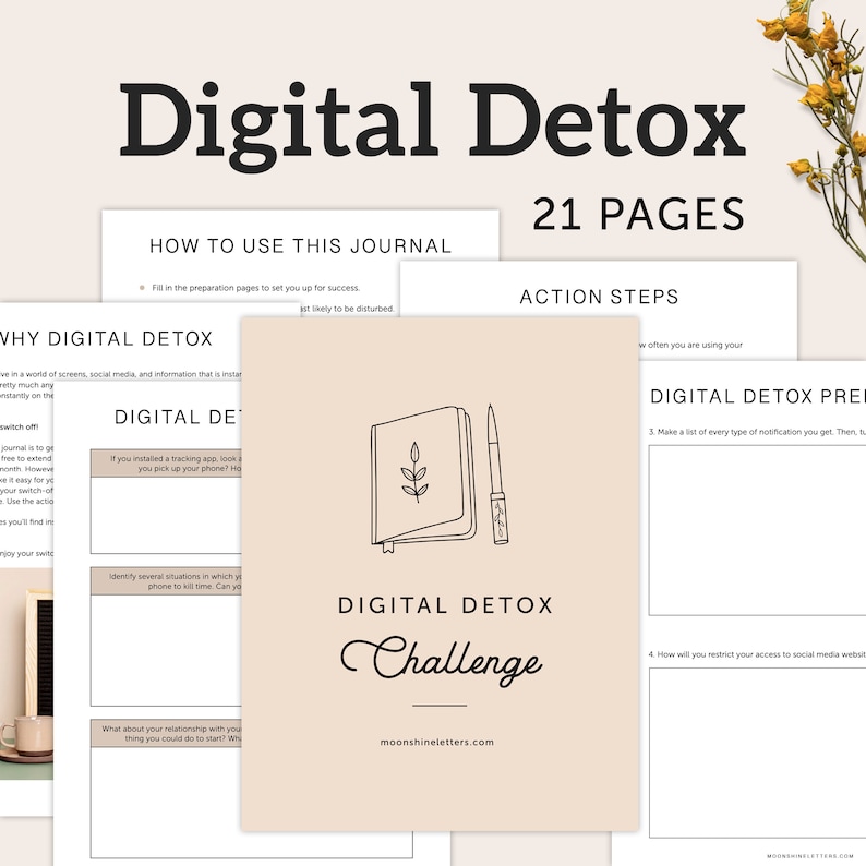 Digital Detox Challenge, Social Media Detox Planner With Printable ...