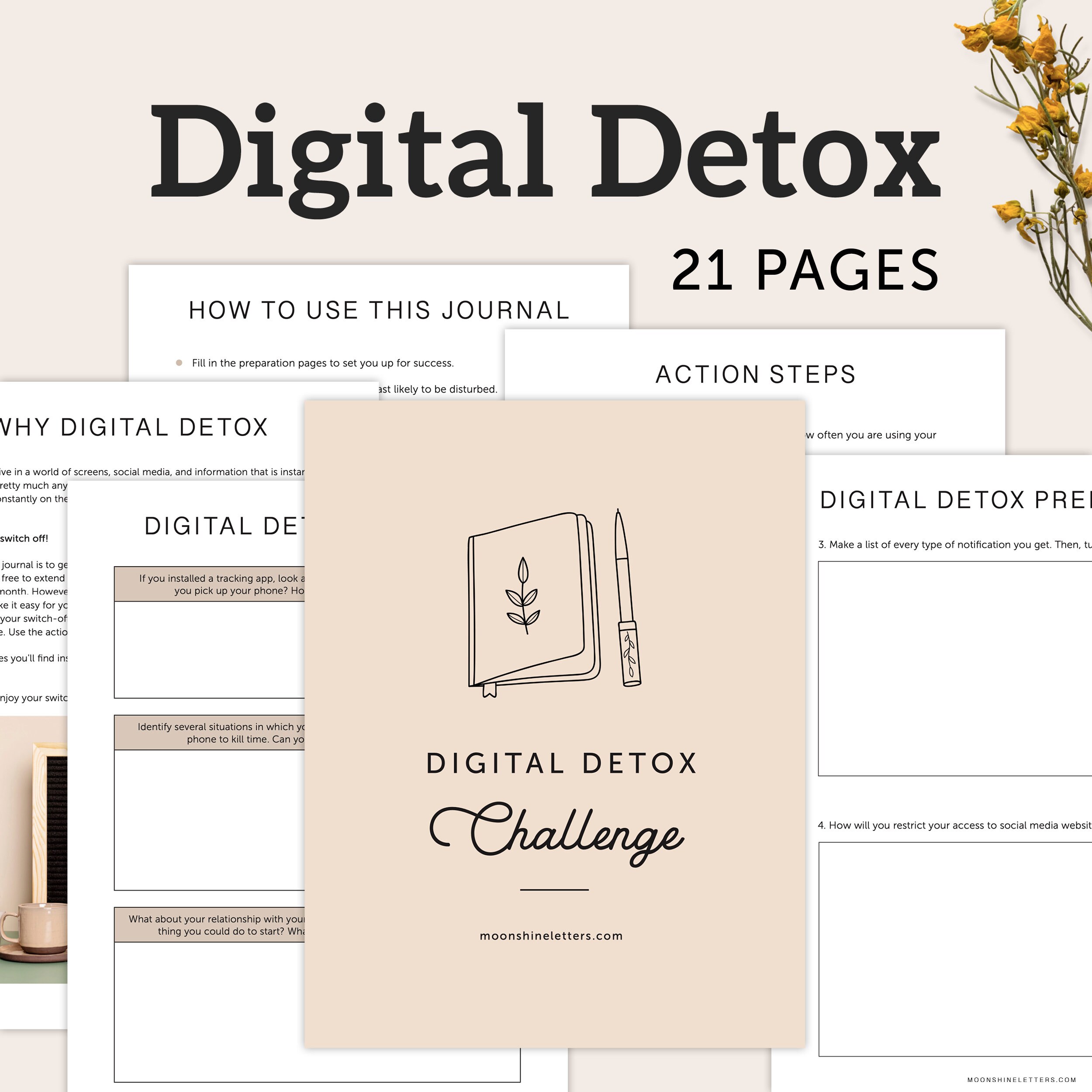 Digital Detox Challenge, Social Media Detox Planner With Printable ...