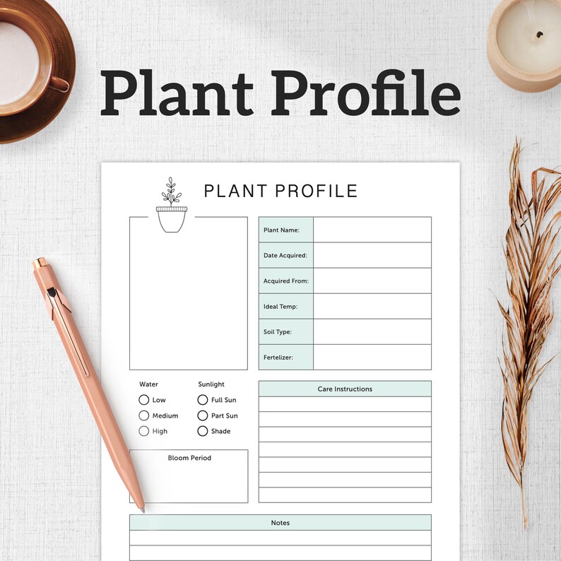 Plant Profile Card Template With Plant Care Instructions, Printable PDF ...