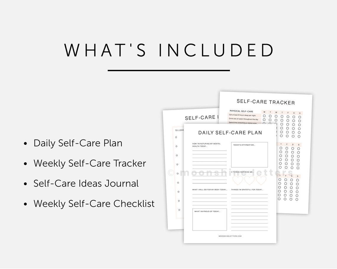 Daily Self Care Planner Printable With Checklist and Mood Tracker, PDF ...