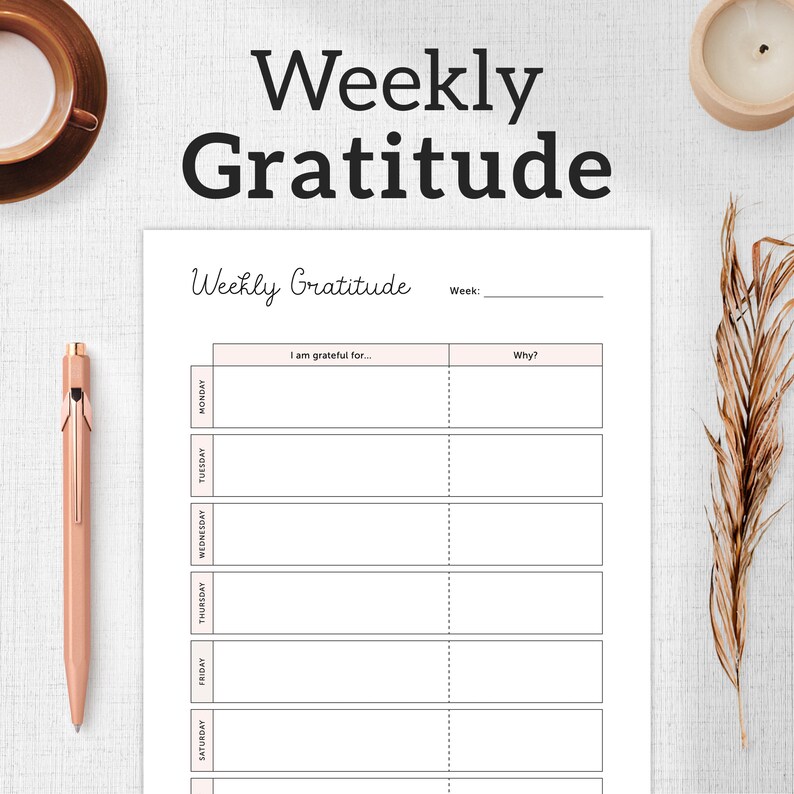 Weekly Gratitude Journal Printable, PDF – DOWNLOAD - Etsy