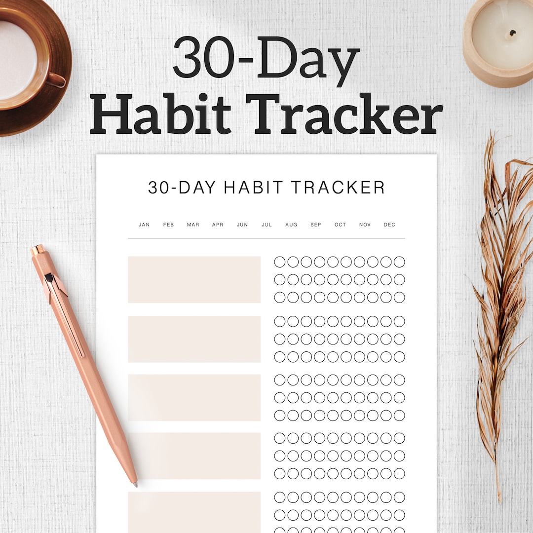 30 Day Challenge, Habit Tracker Printable, PDF DOWNLOAD - Etsy