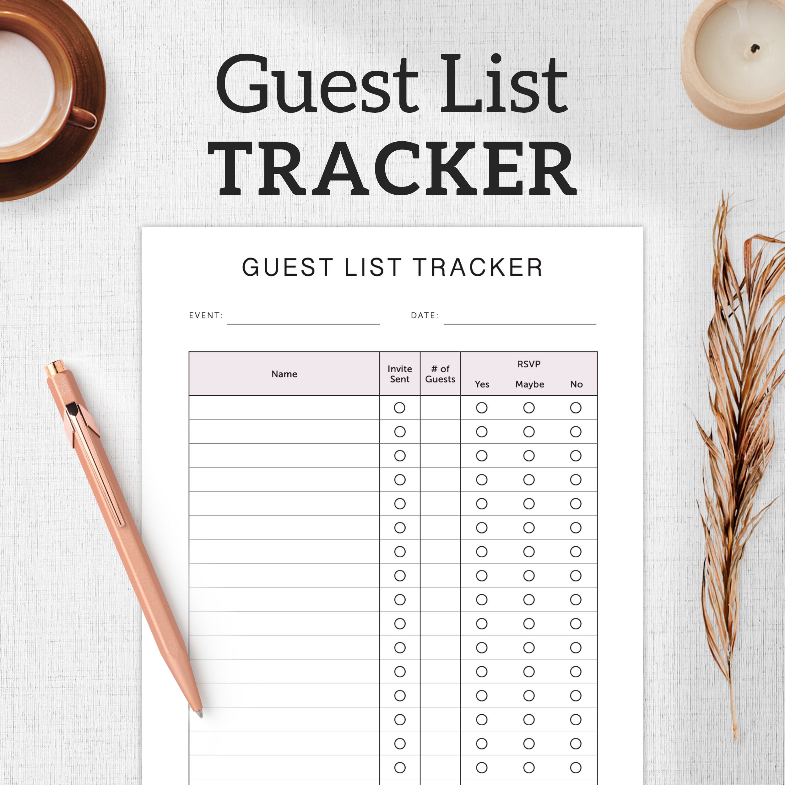 Guest List Tracker Printable, RSVP Tracking, PDF – DOWNLOAD - Etsy