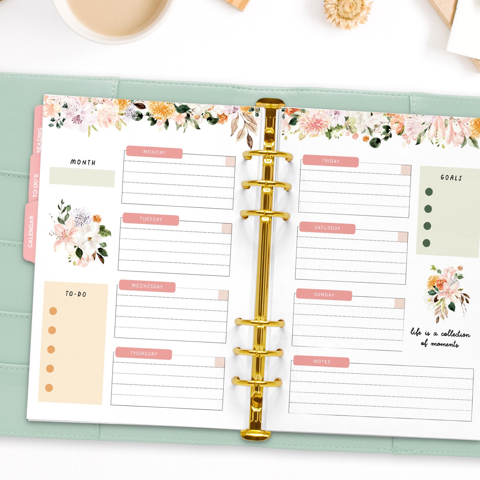 Weekly Planner Printable, Floral Undated 2-page Spread, PDF – DOWNLOAD ...