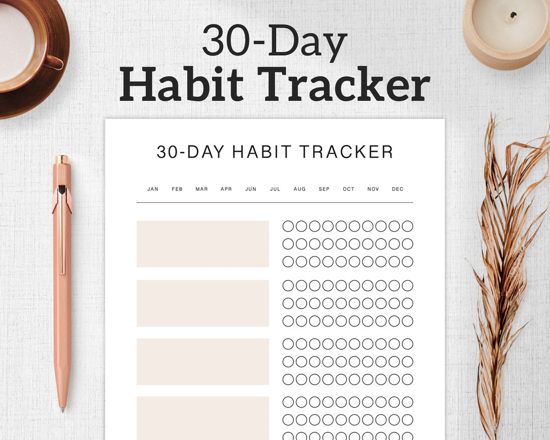 30 Day Challenge, Habit Tracker Printable, PDF DOWNLOAD - Etsy