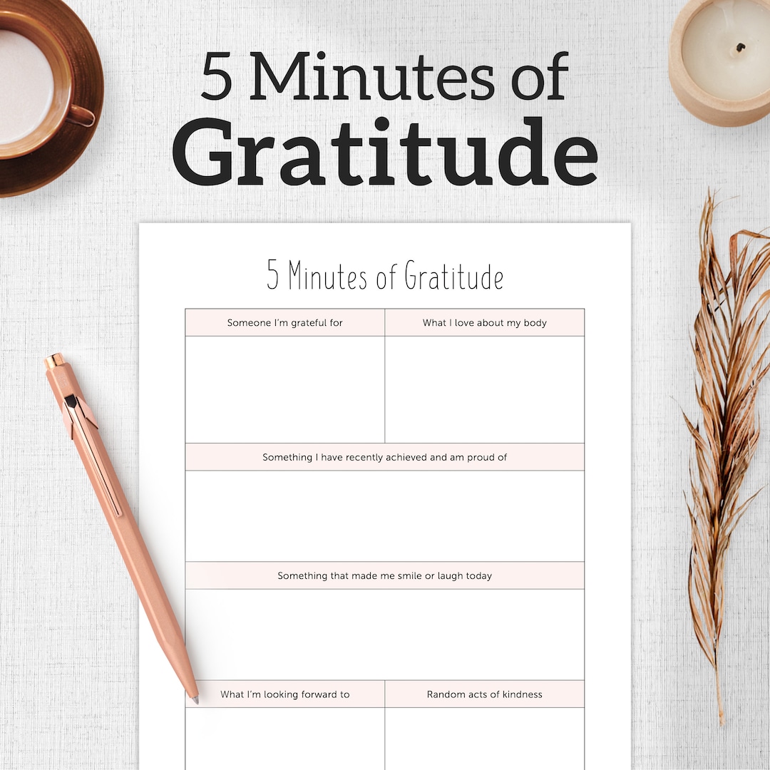 5 Minute Gratitude Journal Printable, PDF – DOWNLOAD - Etsy