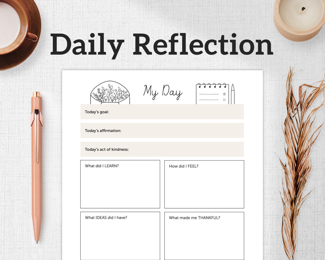 Daily Reflection Journal Printable PDF DOWNLOAD - Etsy