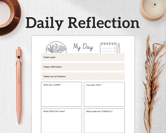 Daily Reflection Journal Printable PDF DOWNLOAD | Etsy