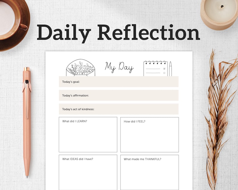 Daily Reflection Journal Printable PDF DOWNLOAD - Etsy