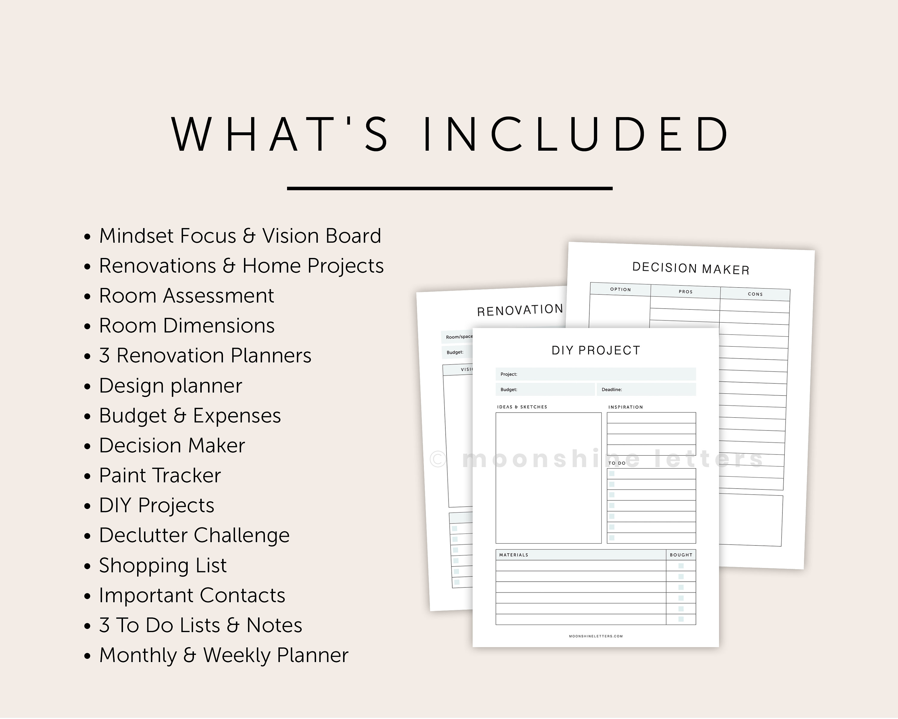 Home Renovation Planner Printable, Home Remodel Planner, PDF – DOWNLOAD ...