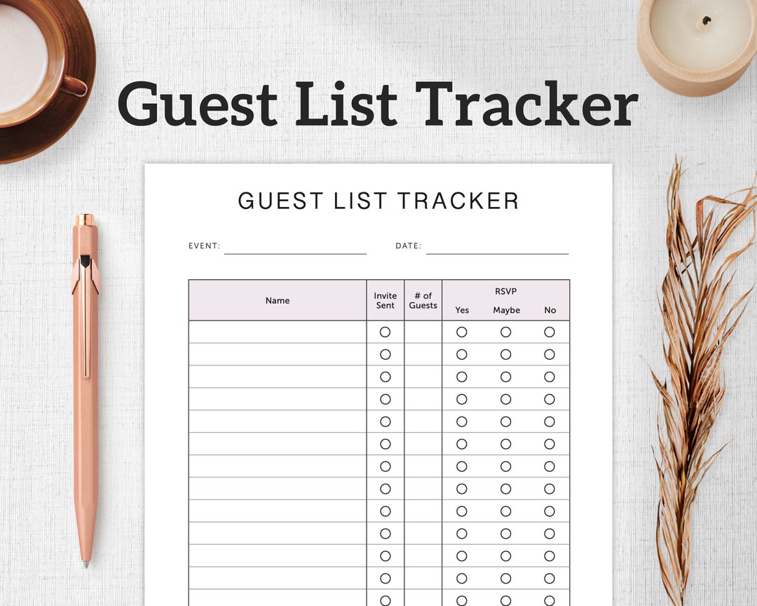 Guest List Tracker Printable RSVP Tracking PDF DOWNLOAD - Etsy
