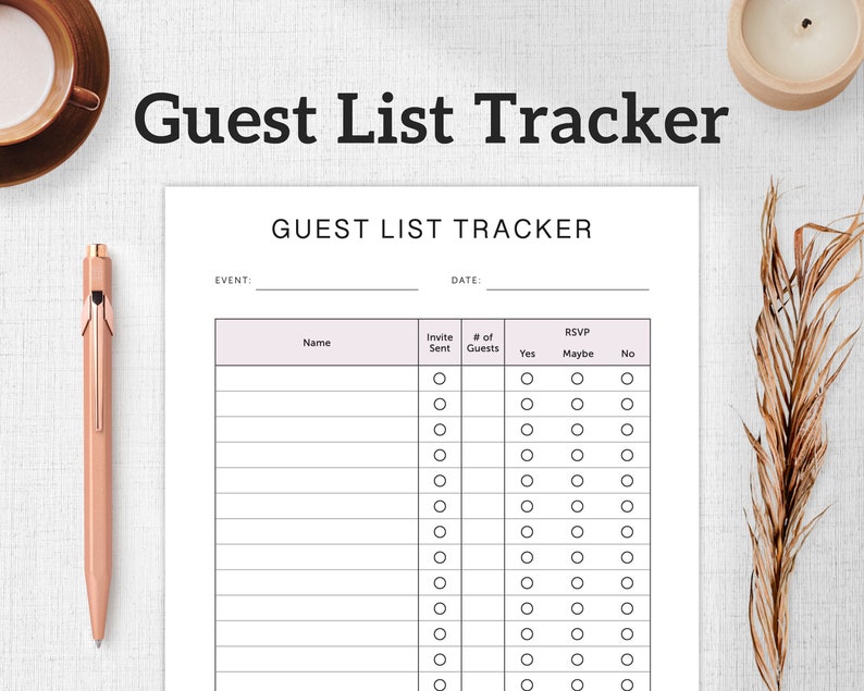 Guest List Tracker Printable RSVP Tracking PDF DOWNLOAD - Etsy