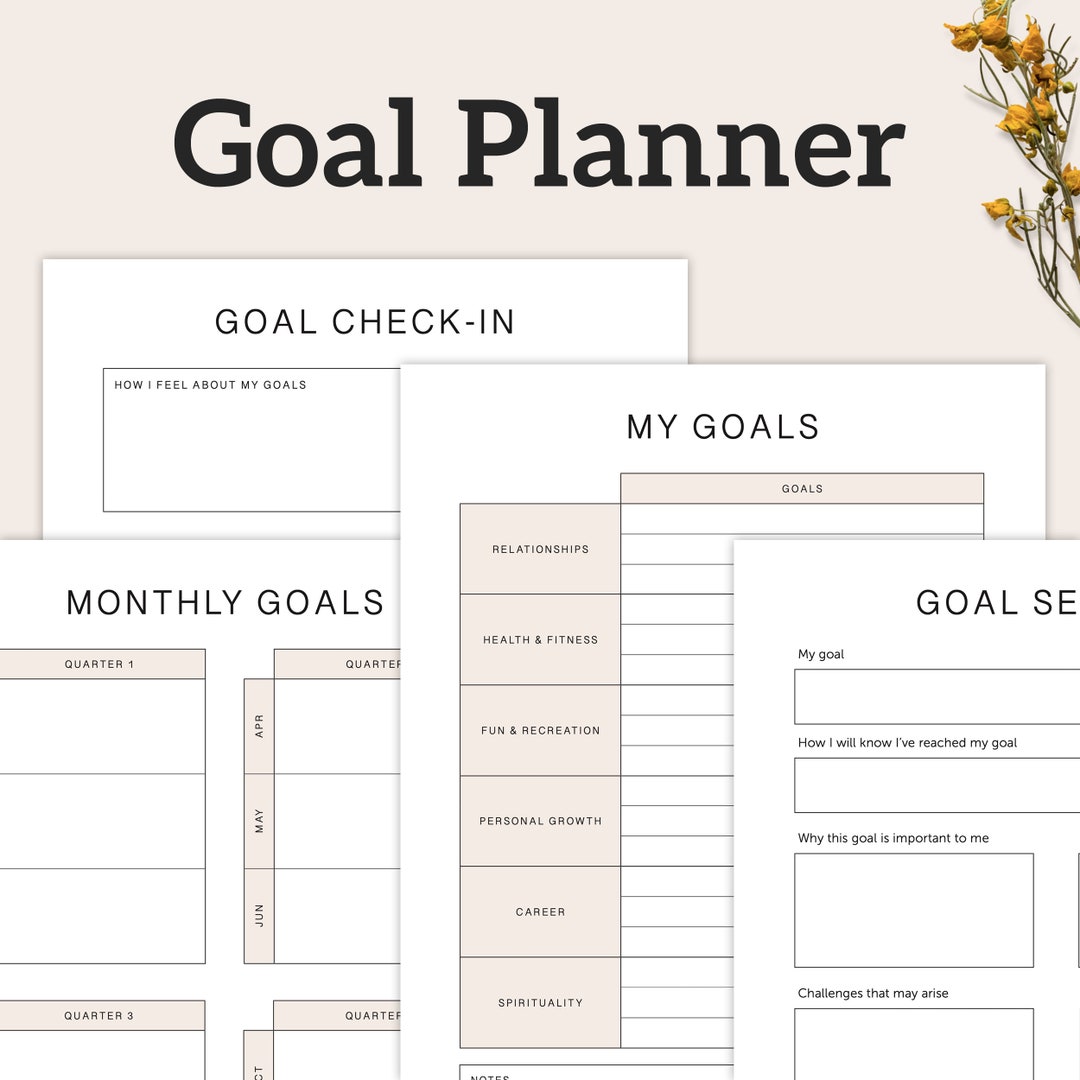 Goal Planner PDF With Goal Setting Worksheet, Printable DOWNLOAD - Etsy