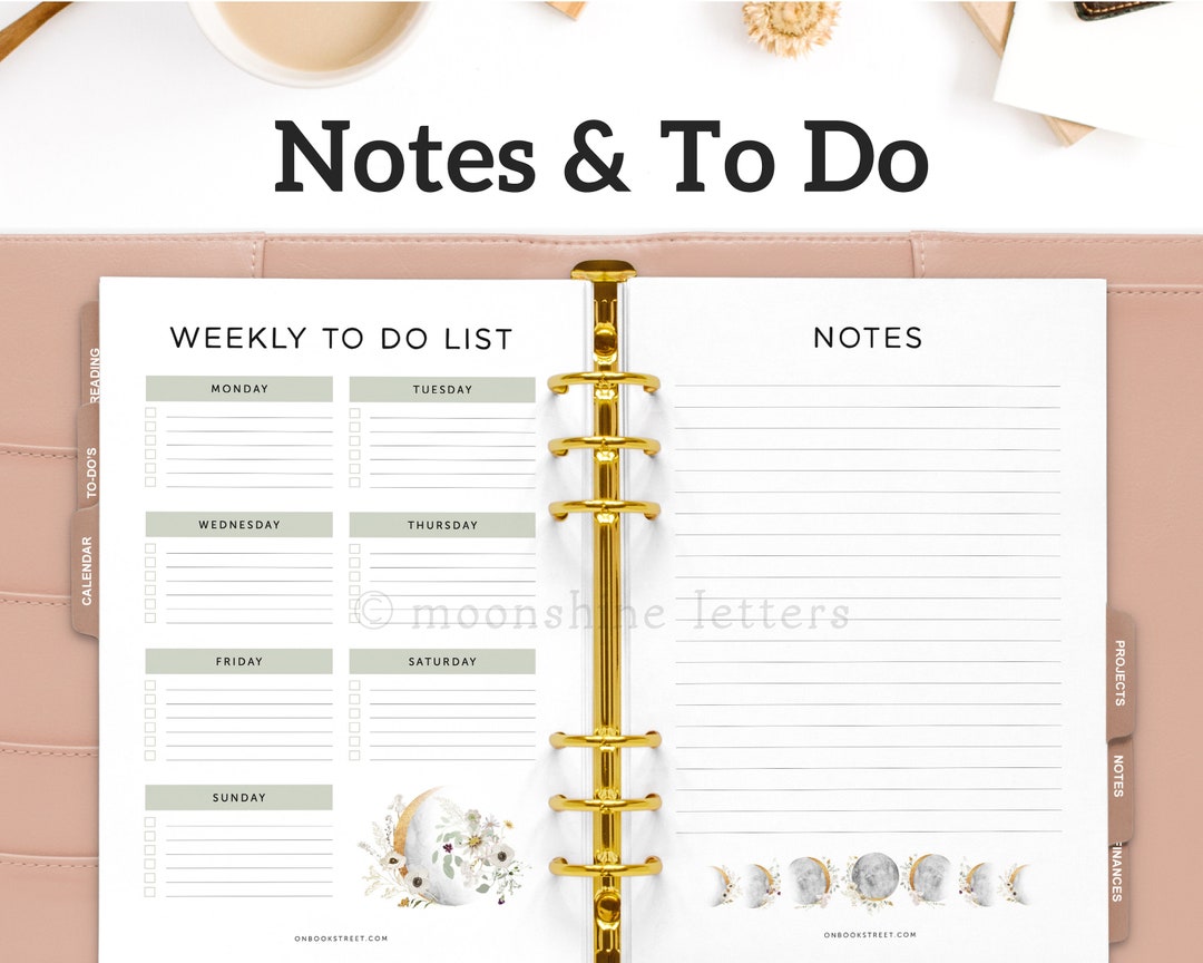 Weekly to Do List & Notes Paper Printable Planner Inserts PDF - Etsy