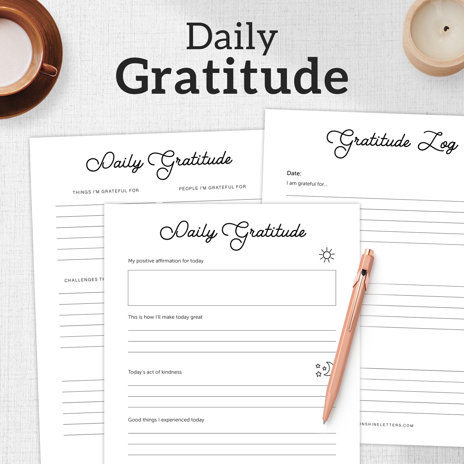 Daily Gratitude Journal Kit and Gratitude Log, Affirmation & Daily ...