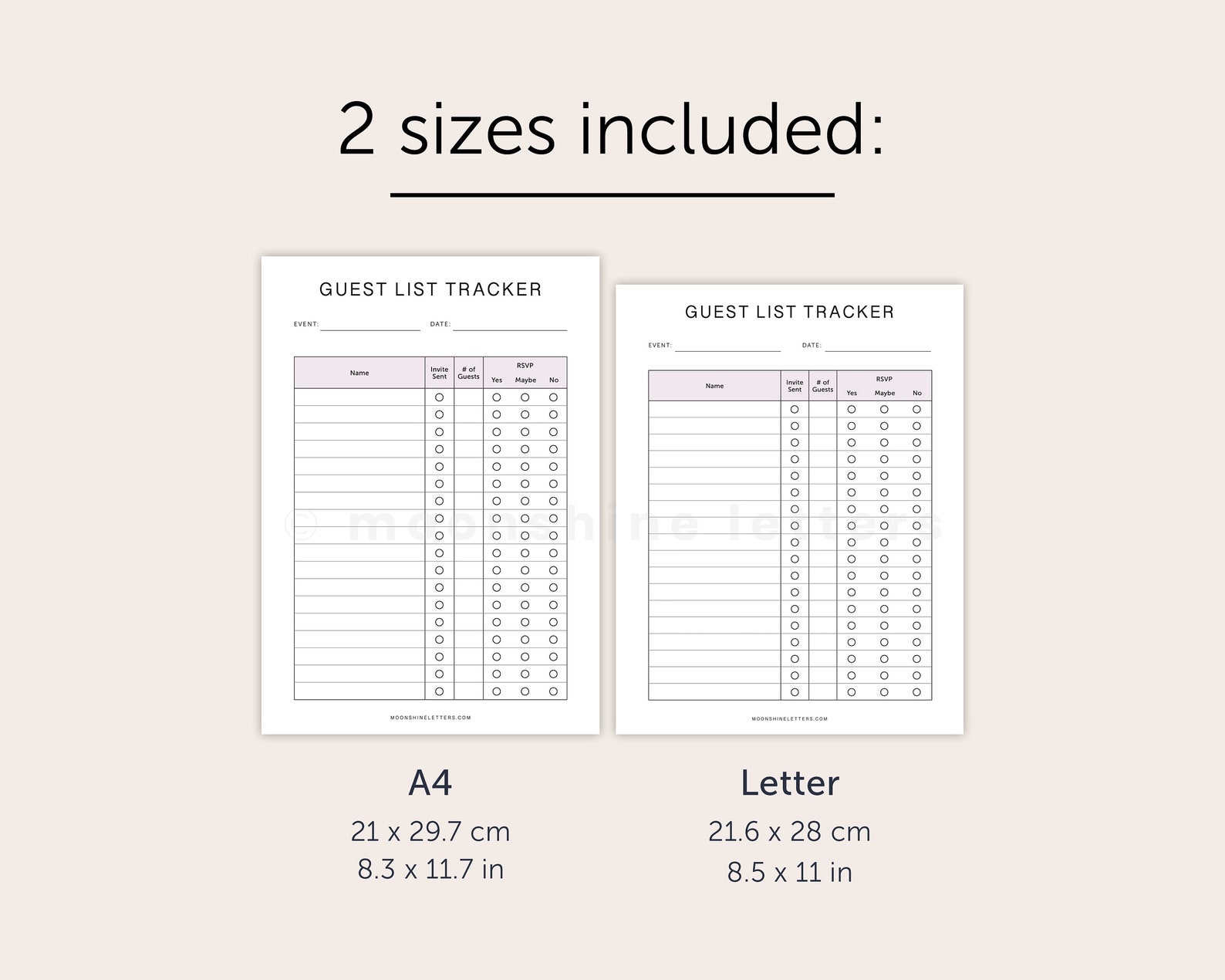 Guest List Tracker Printable RSVP Tracking PDF DOWNLOAD - Etsy