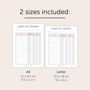 Guest List Tracker Printable RSVP Tracking PDF DOWNLOAD - Etsy