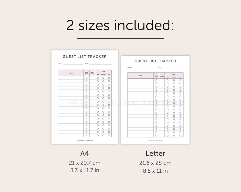 Guest List Tracker Printable RSVP Tracking PDF DOWNLOAD - Etsy