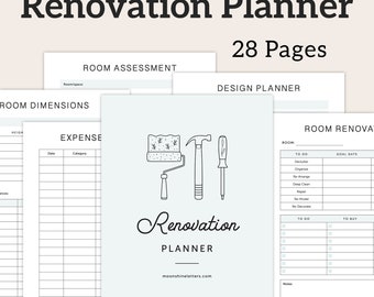 Home Renovation Planner Printable, Home Remodel Planner, Black & White ...