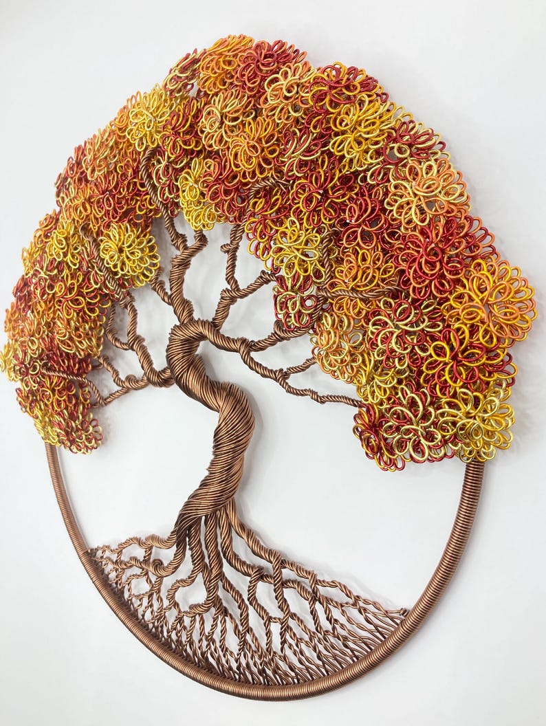 Handmade 8 Inch Wire Tree of Life | Red, Oranges, & Gold | Wire ...