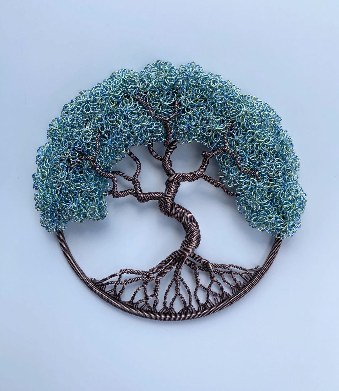 6 Inch Handmade Wire Tree of Life Mint Green & Steel Blue Wire ...