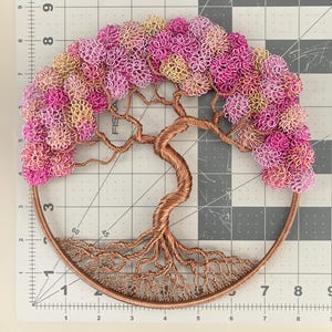 Handmade 8 Inch Wire Tree of Life | Pinks & Gold | Wire Sculpture ...