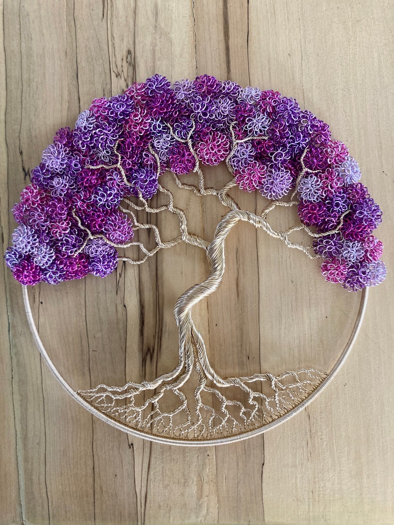 Handmade 10 Inch Wire Tree of Life | Pinks, Purples and Champagne Gold ...