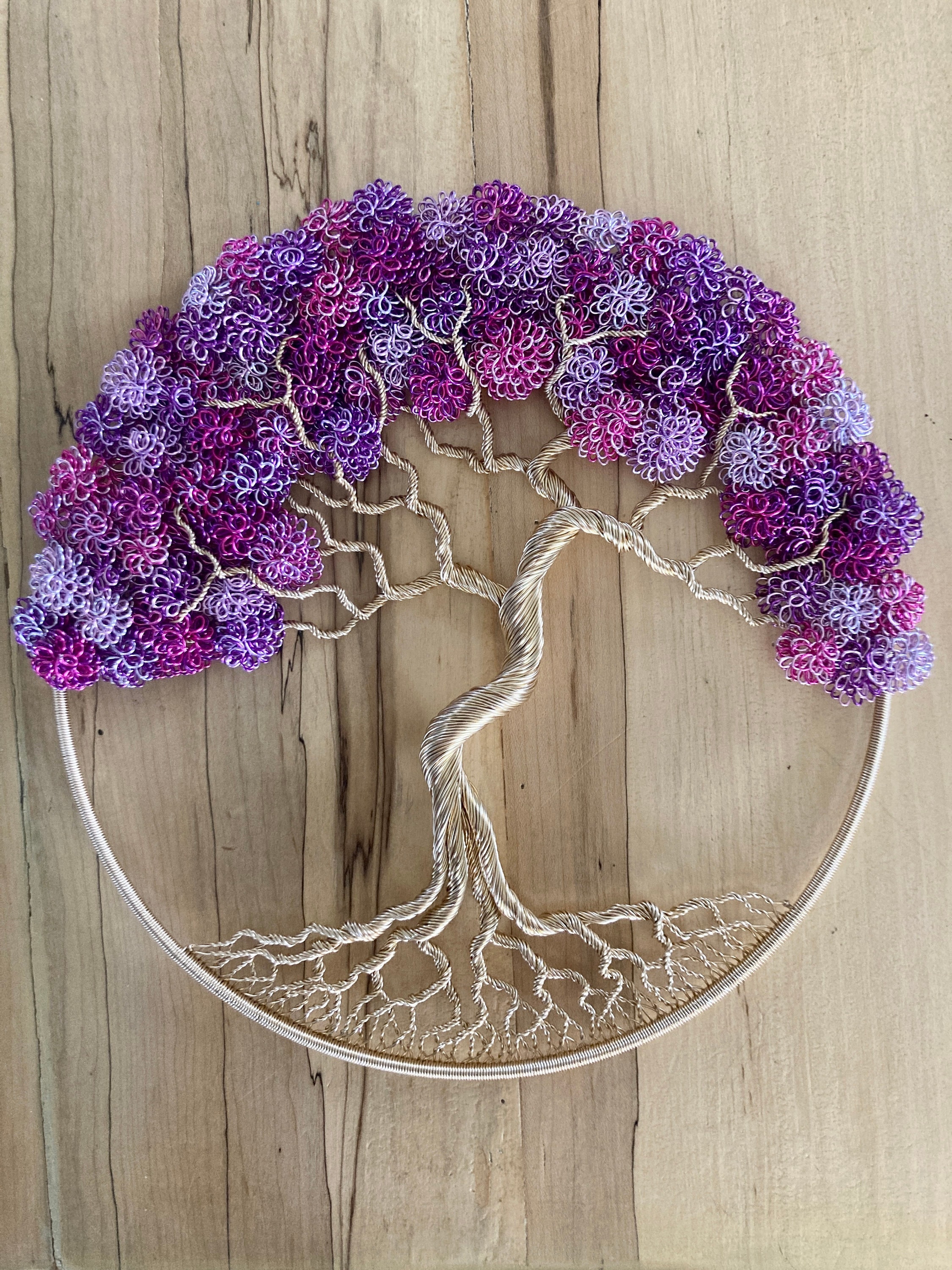 Handmade 10 Inch Wire Tree of Life Pinks, Purples and Champagne Gold ...