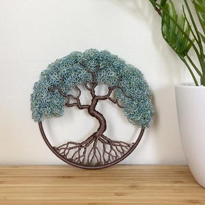 6 Inch Handmade Wire Tree of Life Mint Green & Steel Blue Wire ...