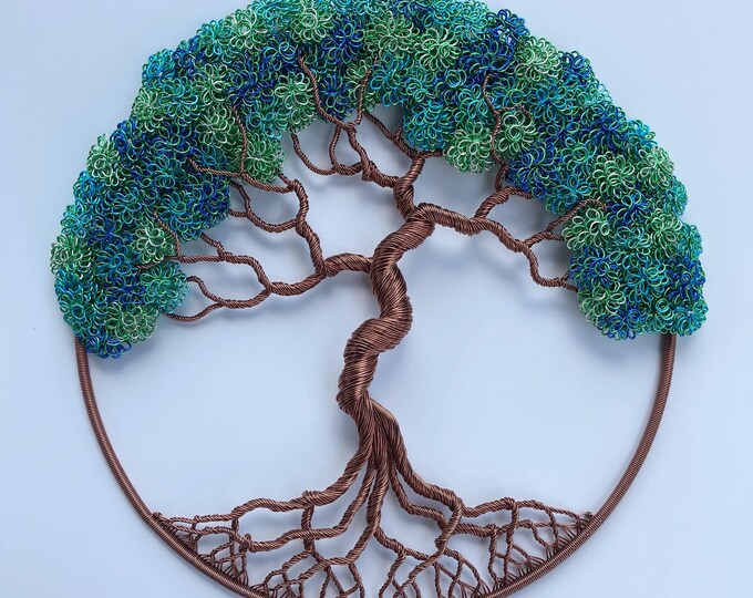 Handmade 10 Inch Wire Tree of Life | Greens & Blues | Teal | Wire Sculpture | Wire Art - Etsy