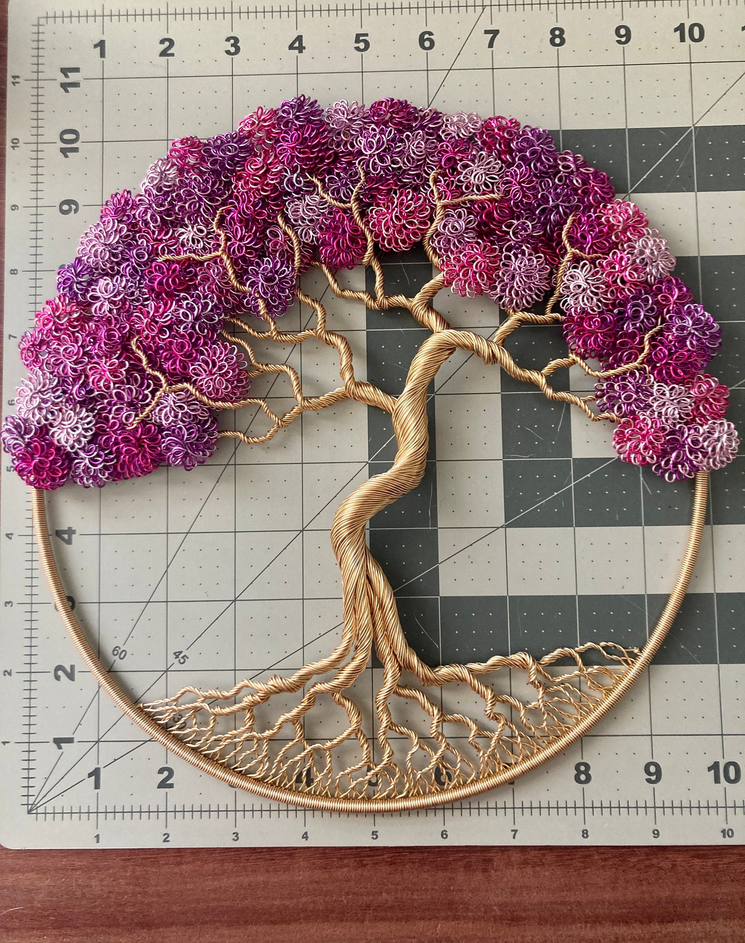 Handmade 10 Inch Wire Tree of Life Pinks, Purples and Champagne Gold Wire Sculpture Wire Art - Etsy