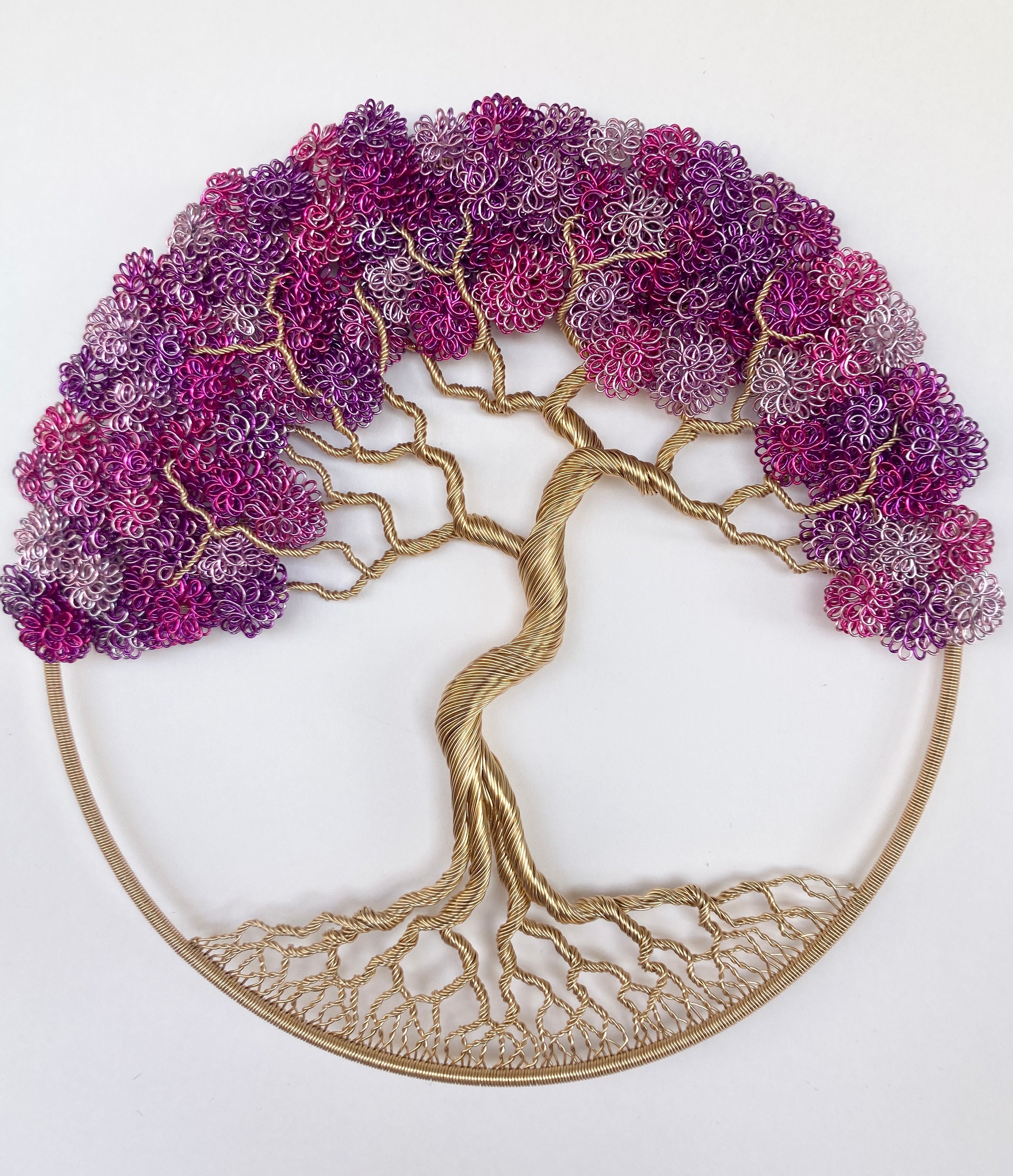 Handmade 10 Inch Wire Tree of Life Pinks, Purples and Champagne Gold ...