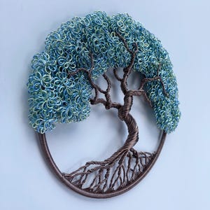 6 Inch Handmade Wire Tree of Life Mint Green & Steel Blue Wire ...