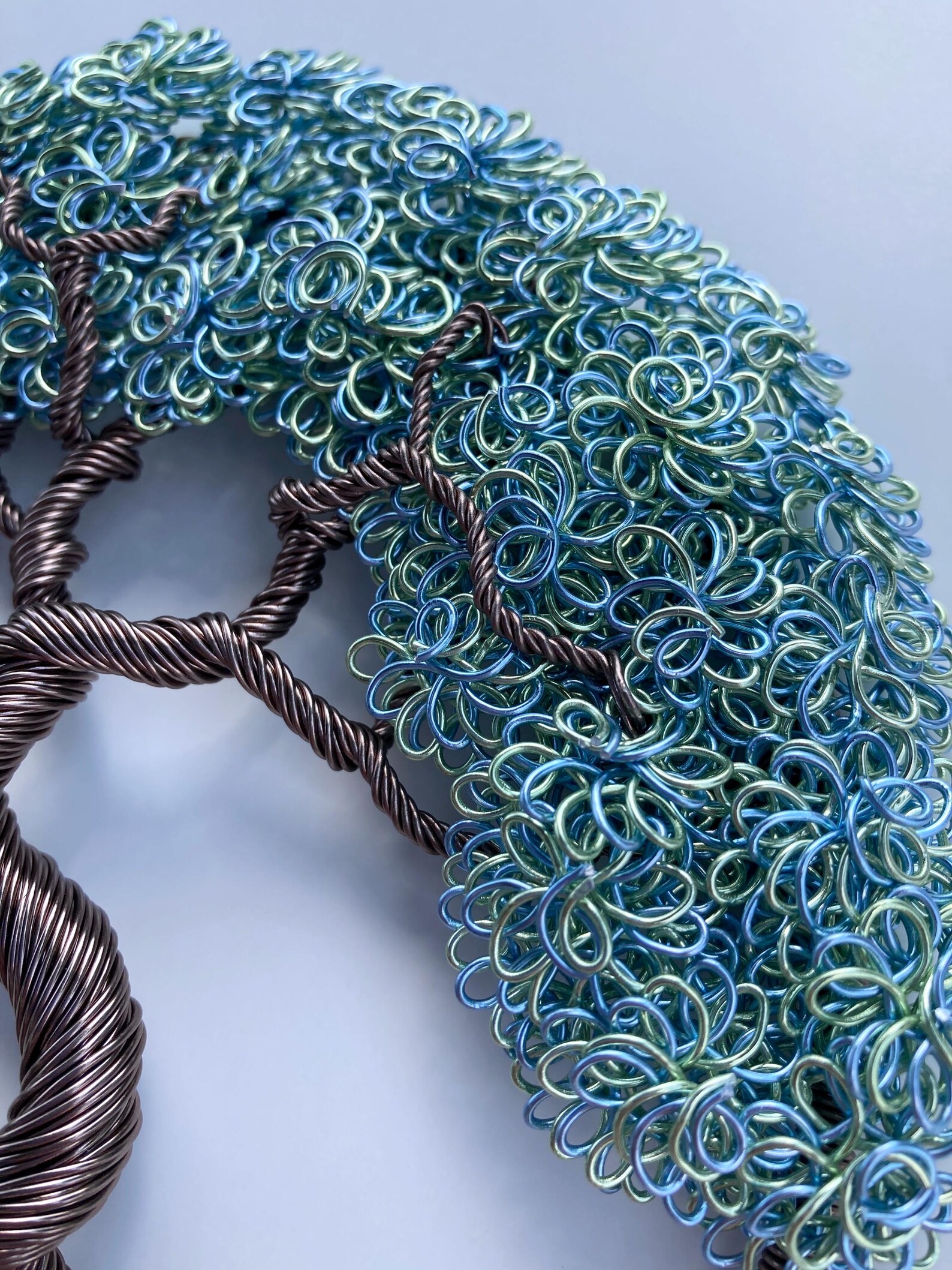 6 Inch Handmade Wire Tree of Life | Mint Green & Steel Blue | Wire ...